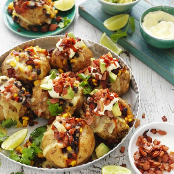 Bacon-Loaded Mexican Baked Potatoes Recipe | Otway Pork